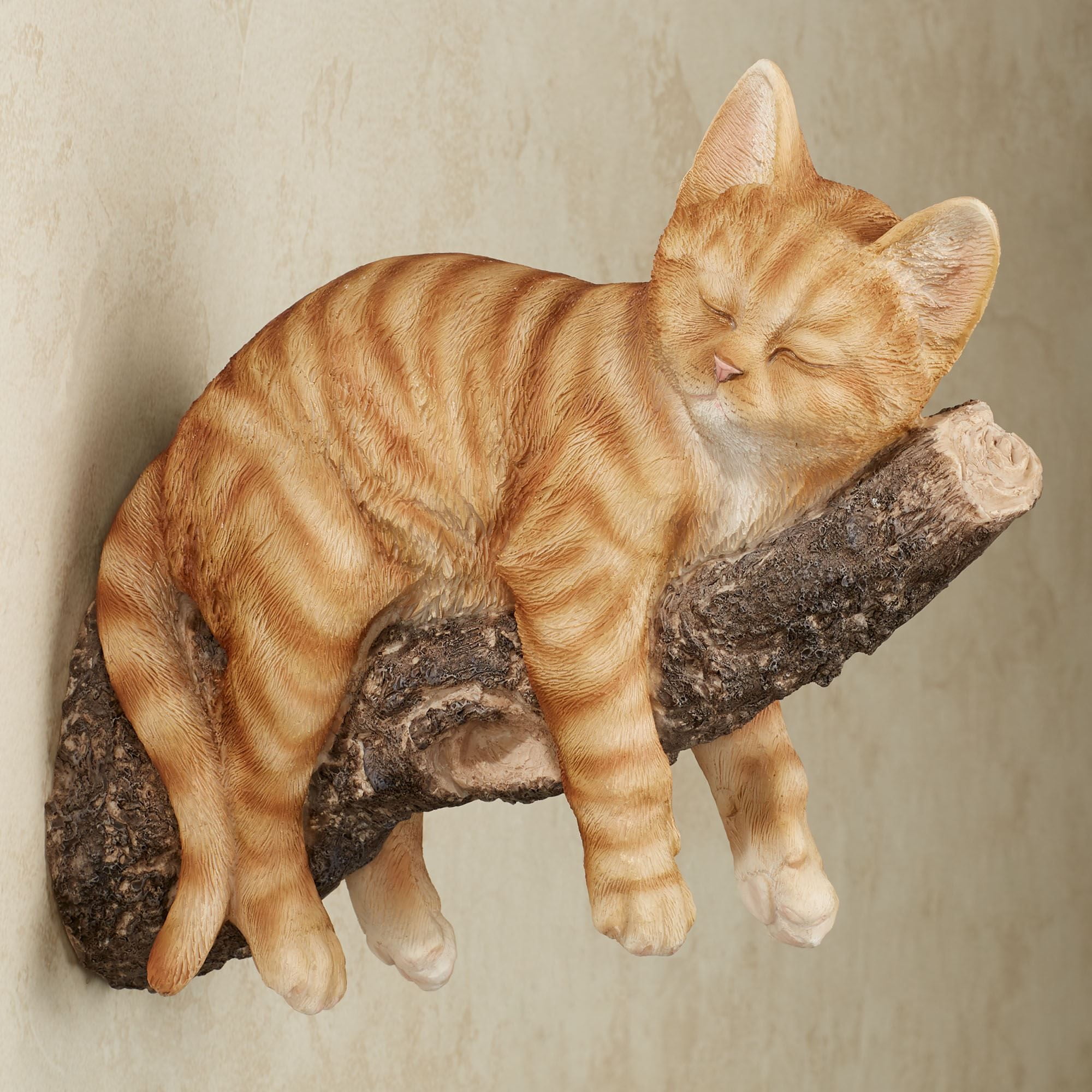 Catnap Cat Resting on Branch Wall Accent Orange, 8” x 10.5” x 4.5 ...