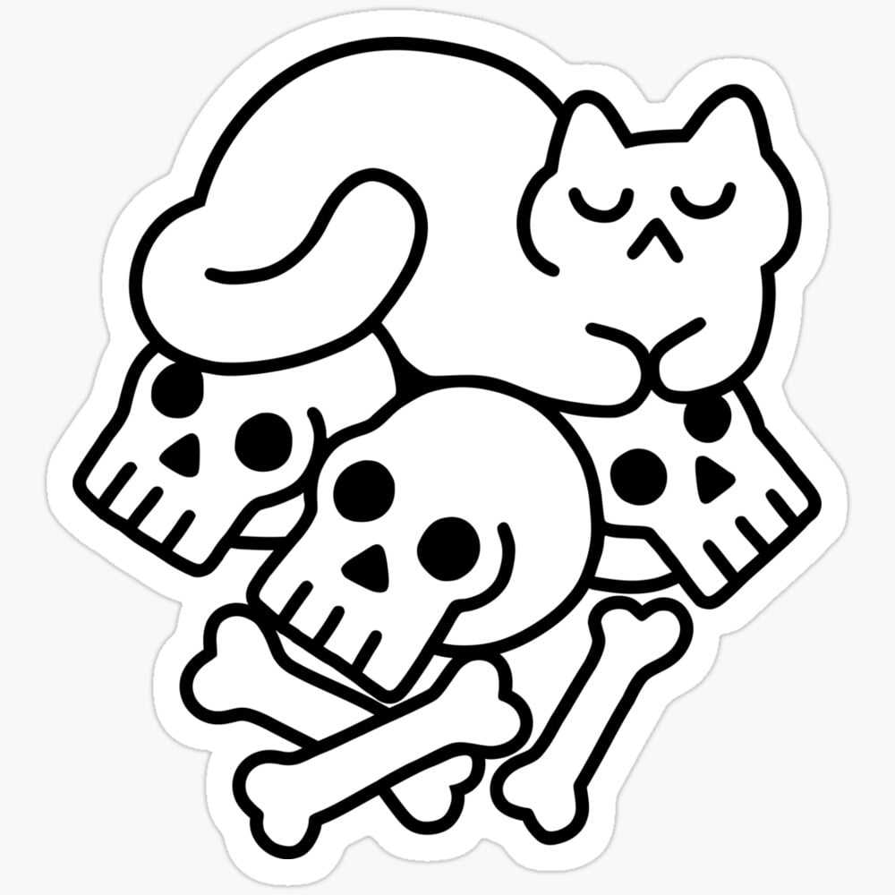 Catnap On A Pile Of Bones Sticker Phone Decal Water Bottle Stickers Car ...