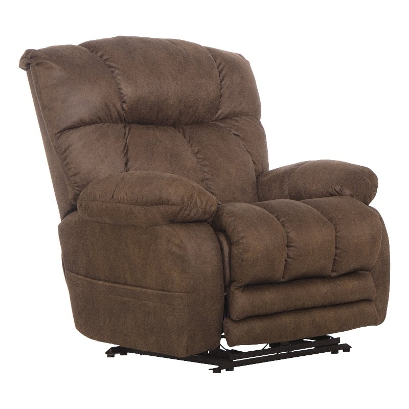 Catnapper Dixon Oversized Power Lay Flat Recliner in Brown Fabric ...