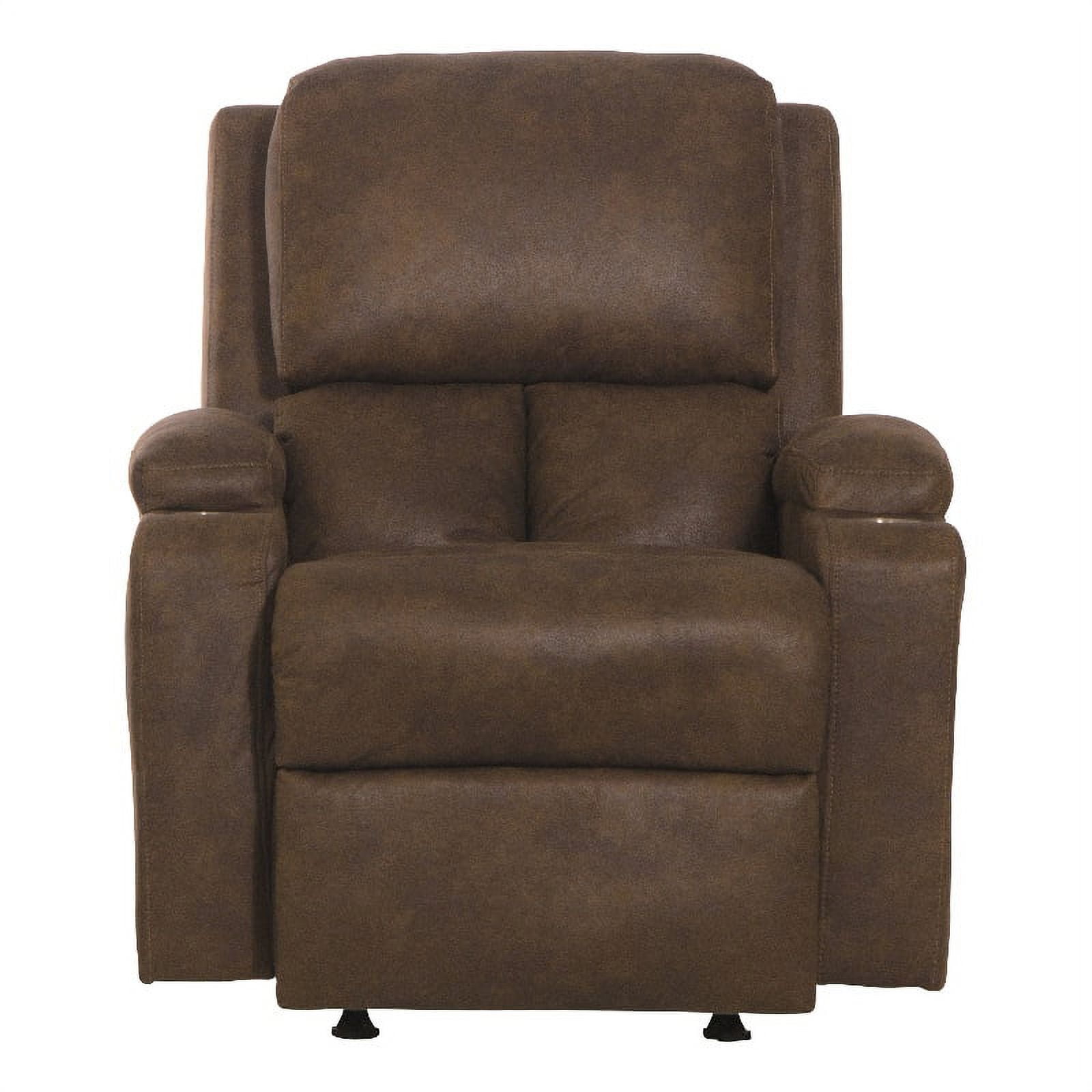 Catnapper Page Rocker Recliner with Two Cupholders in Brown Polyester ...
