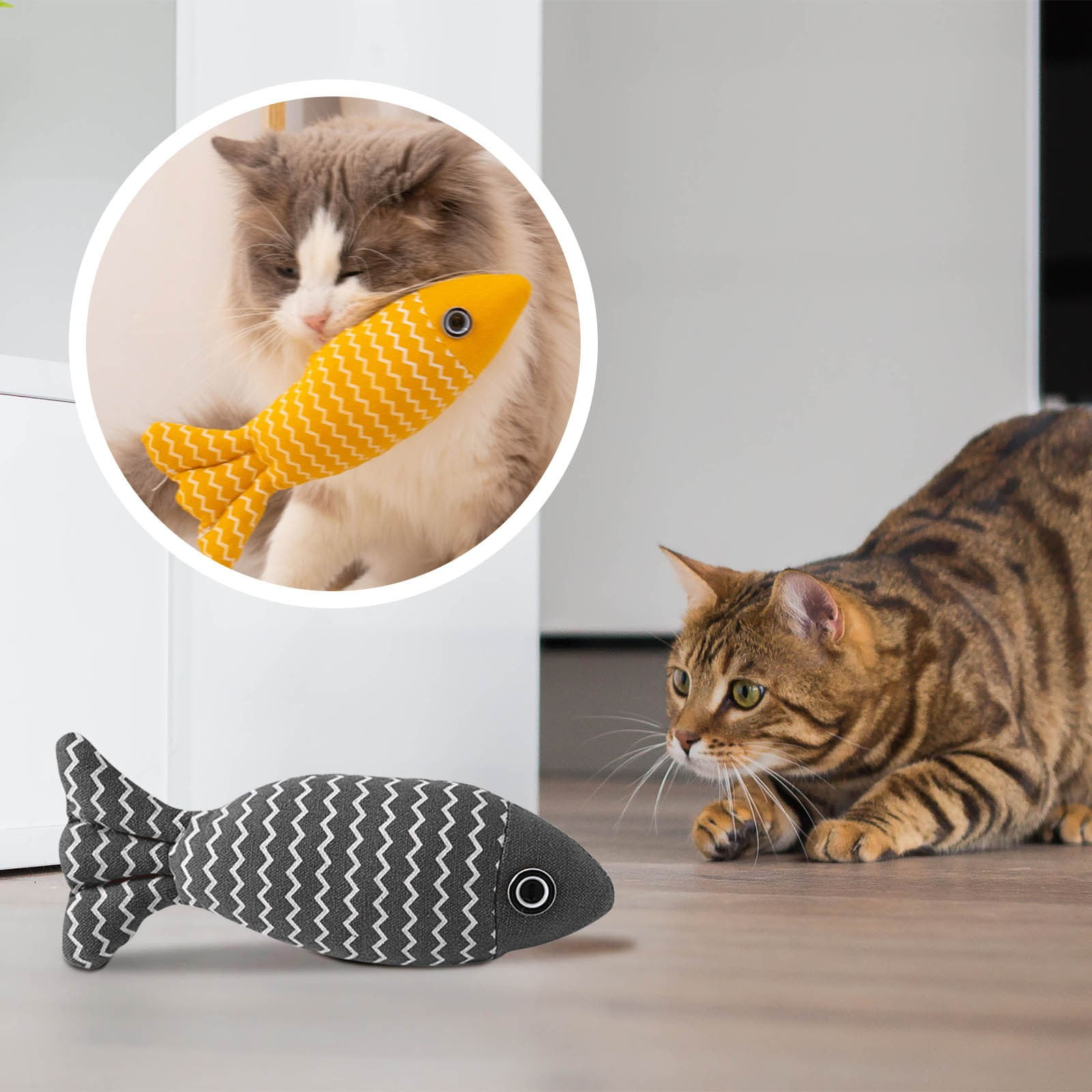 Catnip Fish Plush Toys for Cats | Chewable Linen Cat Toy Pack with ...