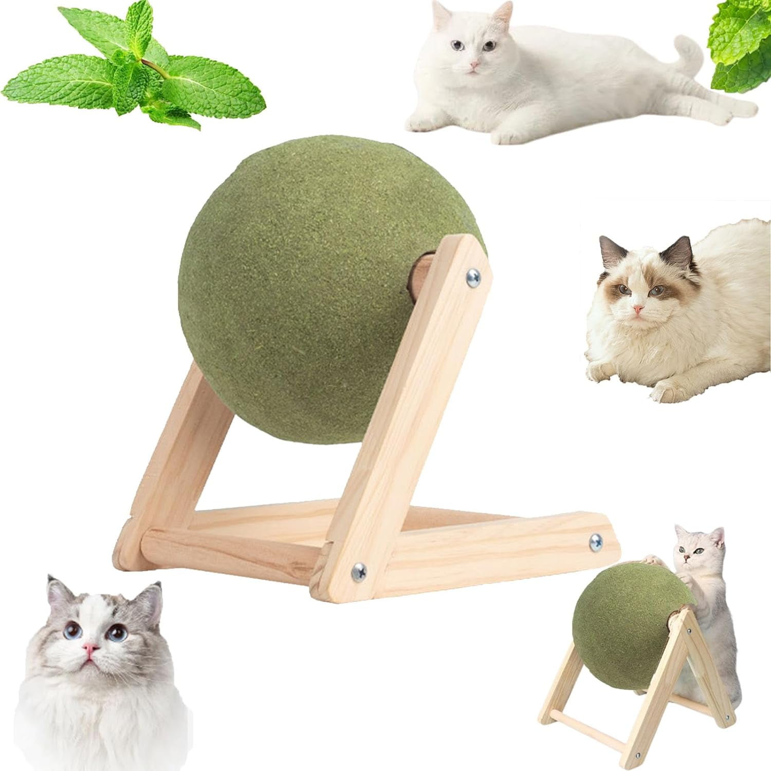 Catnip Floor Ball Toy, Cat Mint Ball, Rotatable Catnip Roller Ball Floor Mount, Interactive ...