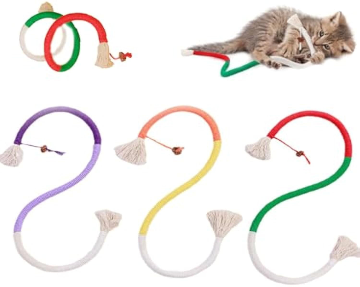 Catnip-Infused Organic Cotton Chew Rope Toys for Cats, Cat Toy Self ...