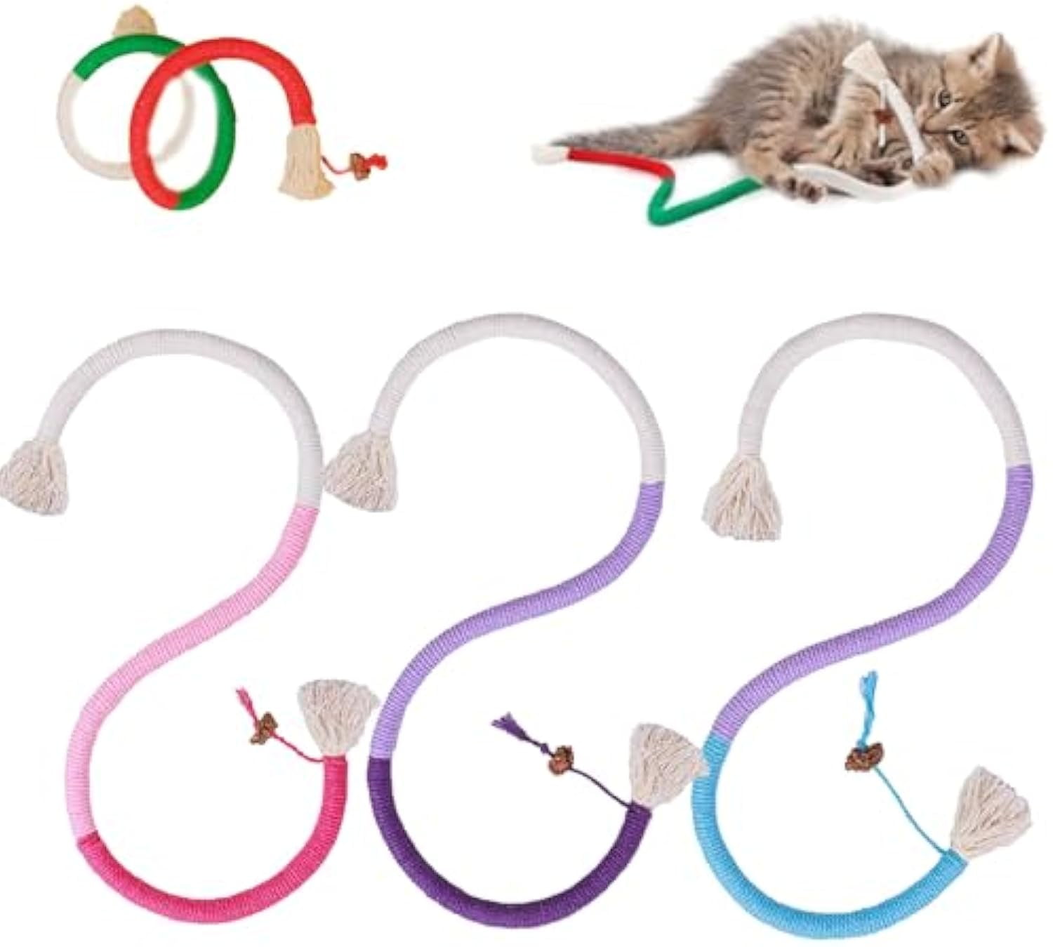 Catnip-Infused Organic Cotton Chew Rope Toys for Cats, Cat Toy Self ...