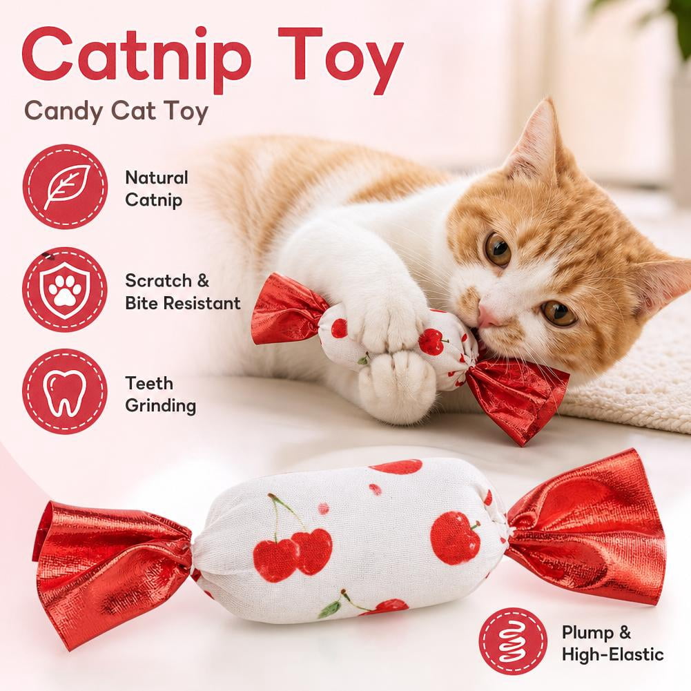 Catnip Plush Toy for Indoor Cats, Candy Shape Kicker Toy with Crinkle ...