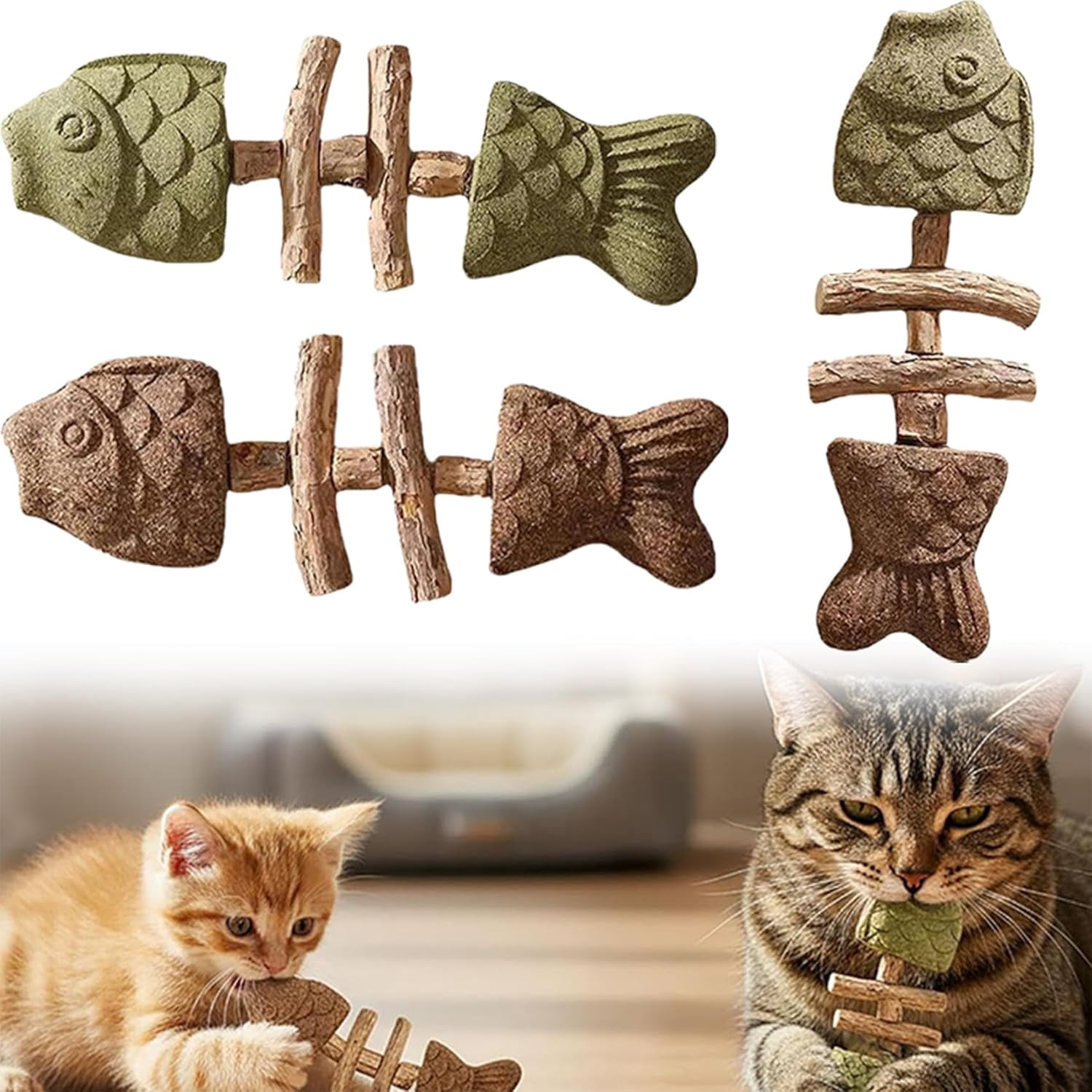 Catnip & Silvervine Chew,2026 New Creative Fish Bone Cat Dental Chew ...