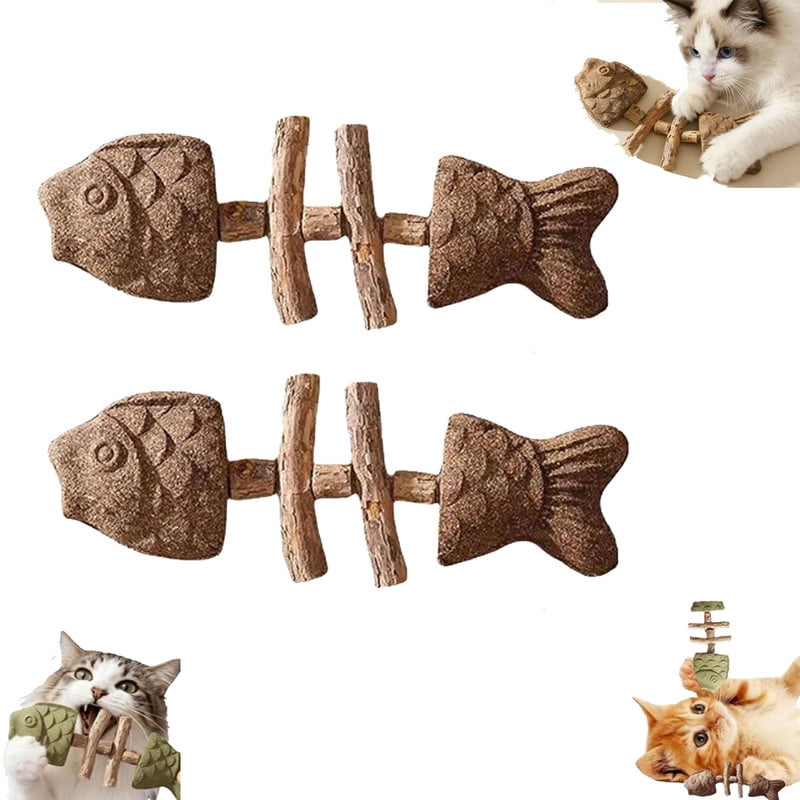 Catnip & Silvervine Chew - Creative Fishbone Cat Dental Sticks, Catnip ...