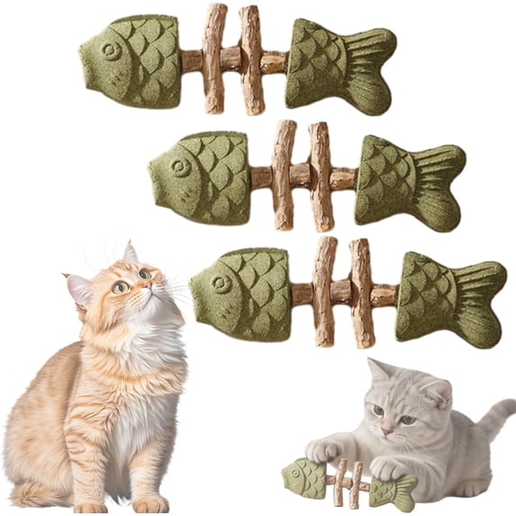 Catnip and Silvervine Chew Fish Bone Cat Toy, Catnip Silvervine Fish ...
