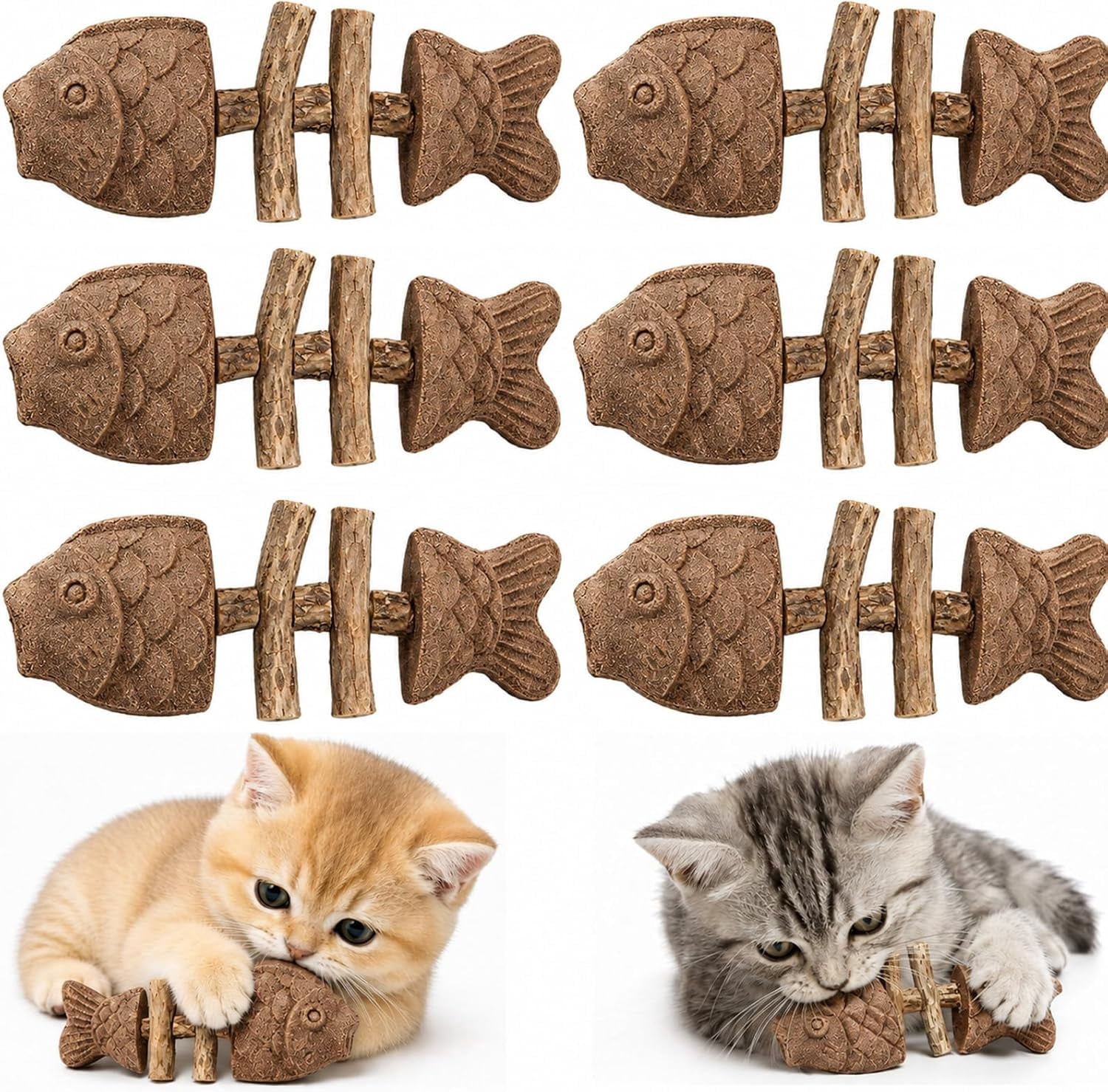 Catnip and Silvervine Chew, Natural Fishbone Chew Toy for Cats ...