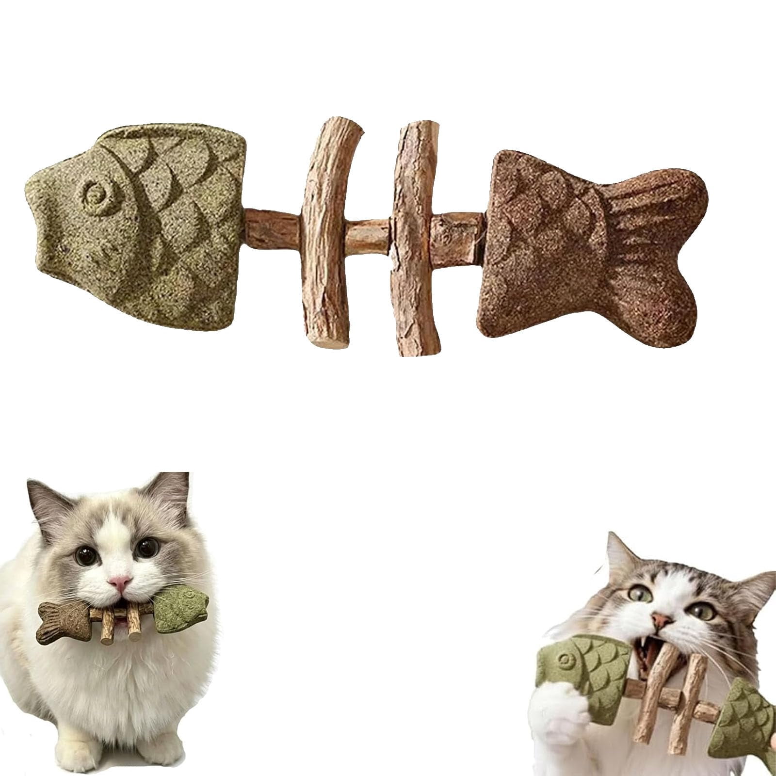 Catnip & Silvervine Chew Toy, Fish Bone Dental Cat Toy, Textured Design ...