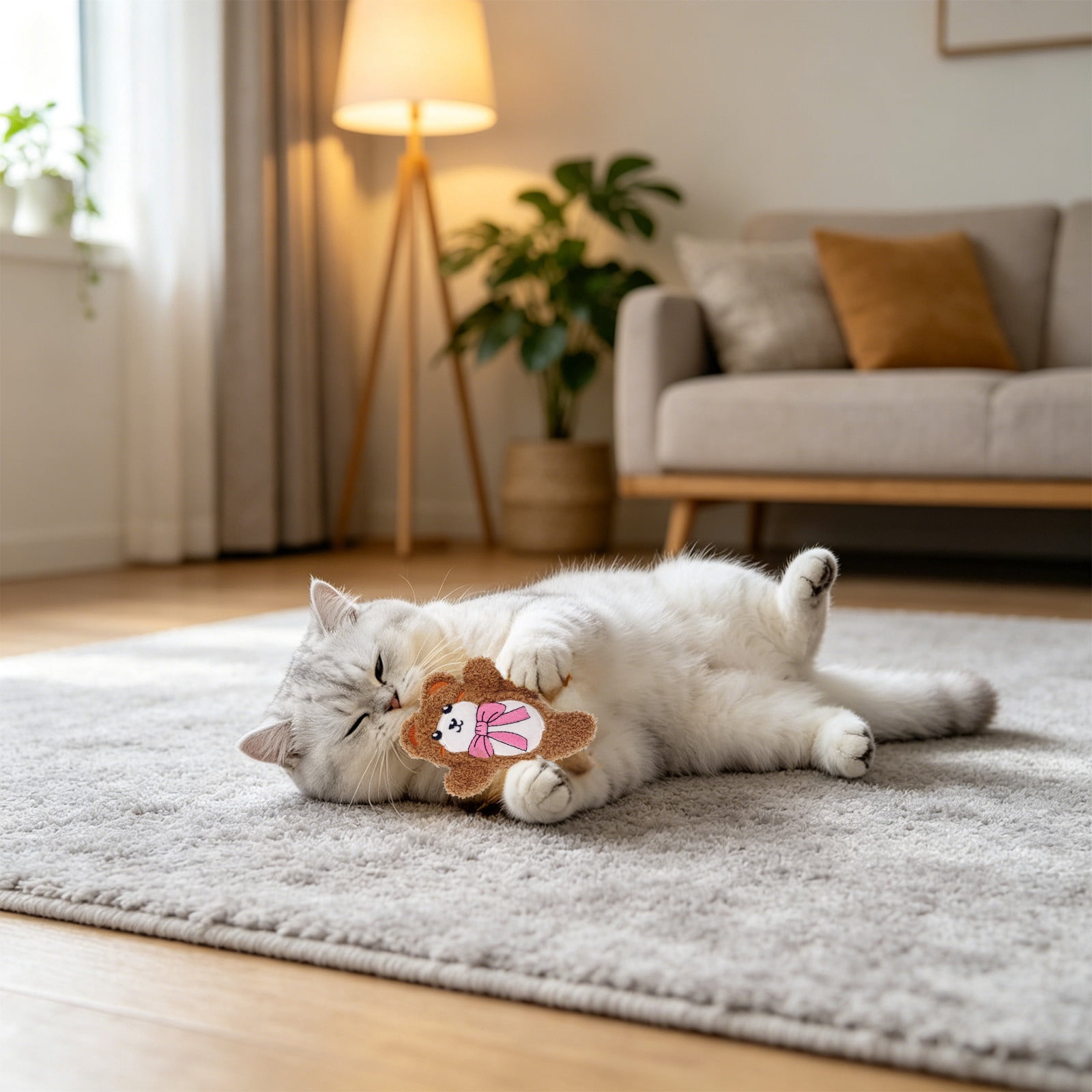 Catnip Toy for Cats and Dogs Plush Bear Squeaky Chew Toy for Teething ...