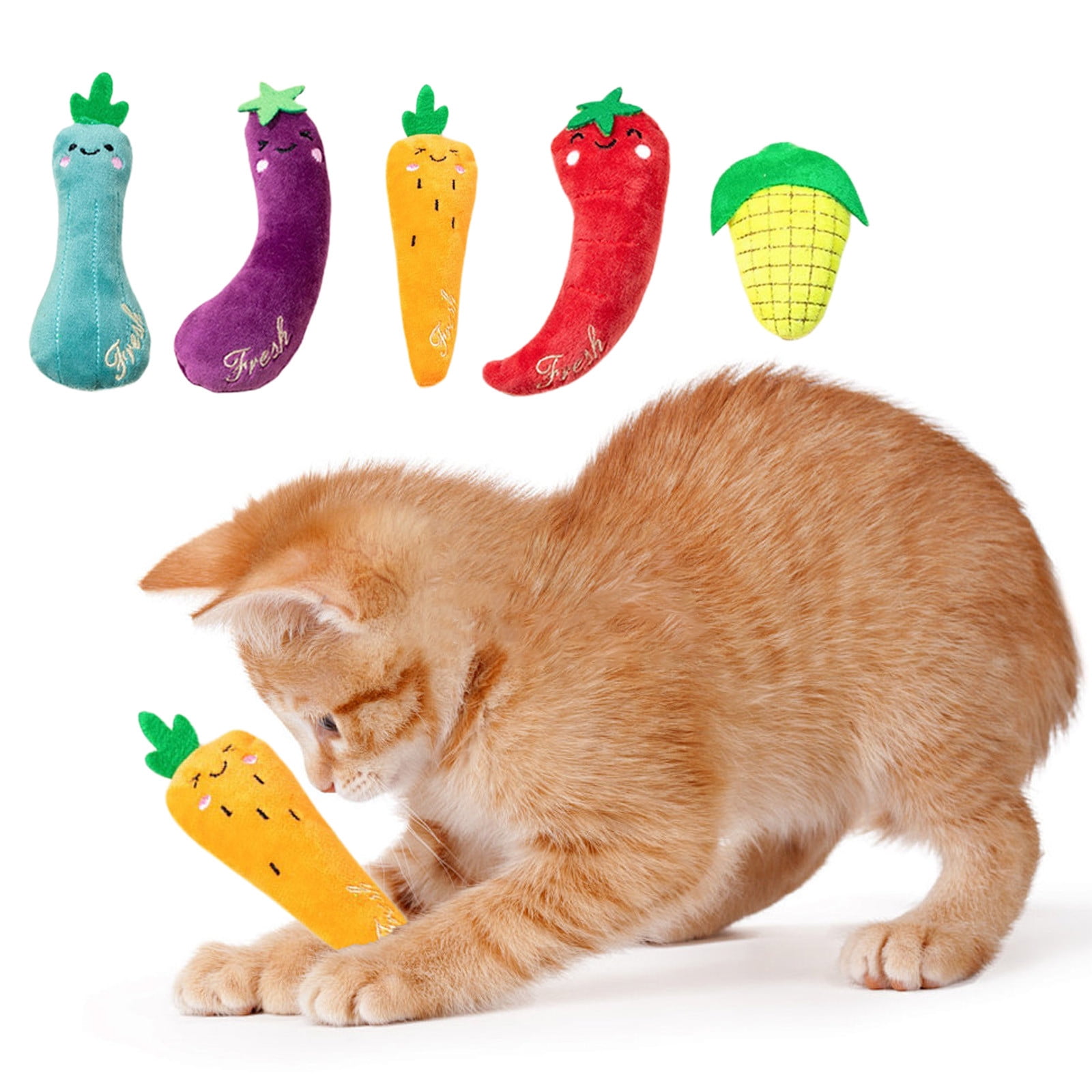 Catnip Toys for Cats, Plush Catnip Stuffed Kitten Toys with Bell, Soft Chew Interactive Cat Toys ...