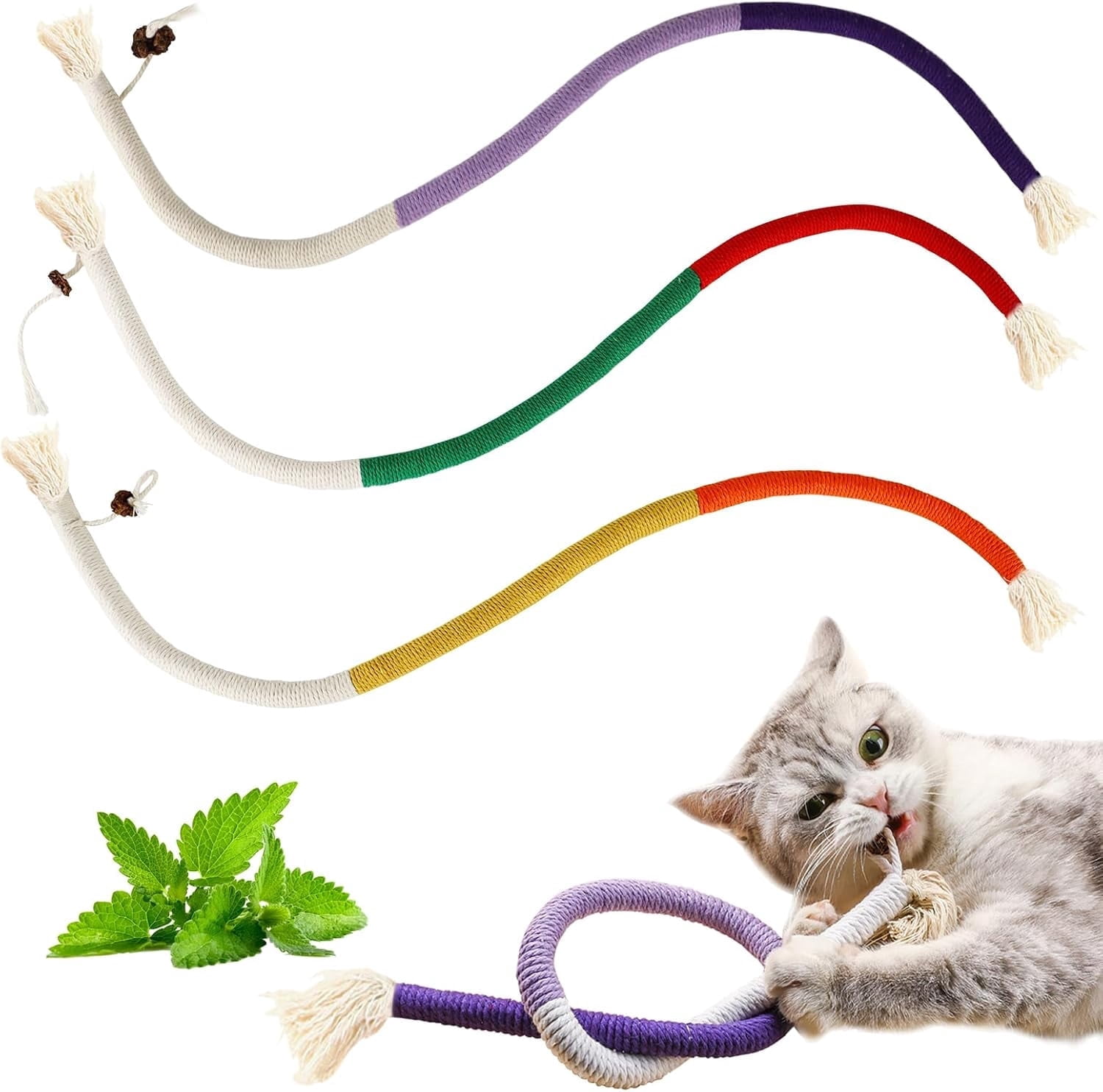Catnip Toys for Indoor Cats, Snaky Rope Toys with Gall Fruit for Cat ...