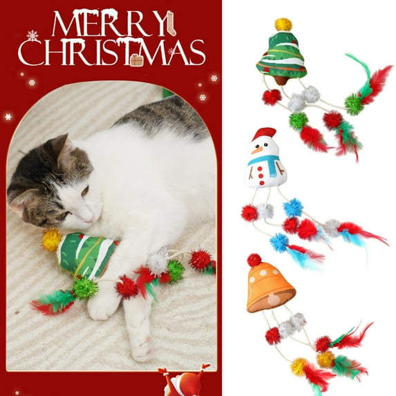 Catnip Toys for Cats Christmas Toys with Feathers, PP Cotton & Catmint ...
