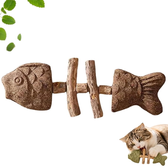 Catnip and Silvervine Chew, Creative Fish Bone Toy for Kitten Teething ...