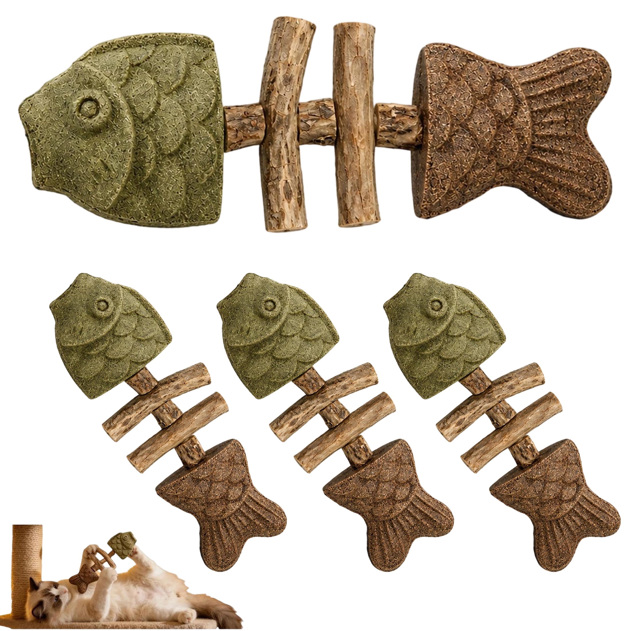 Catnip and Silvervine Chew, Natural Fishbone Cat Dental Chew, Boredom ...