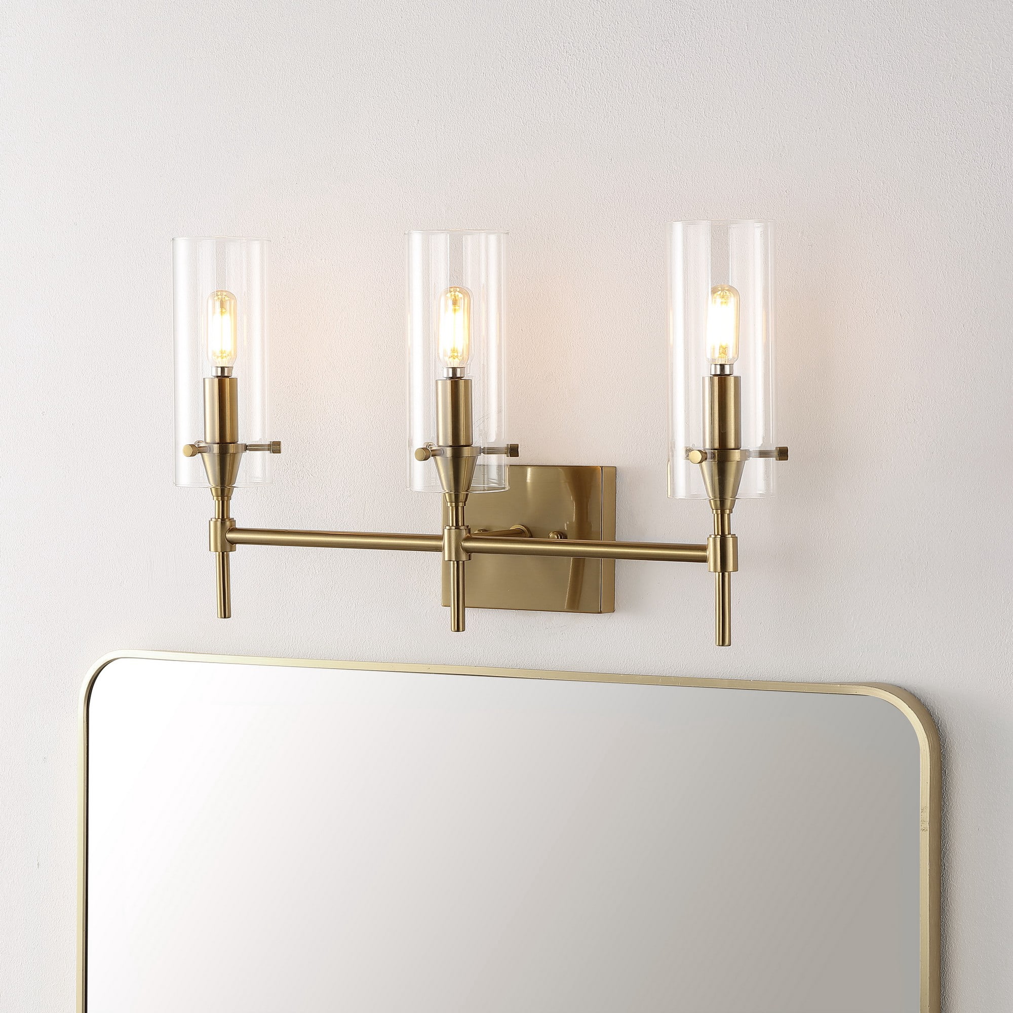 JONATHAN Y Cato 21.25" 3-Light Modern Minimalist Iron/Glass LED Vanity ...