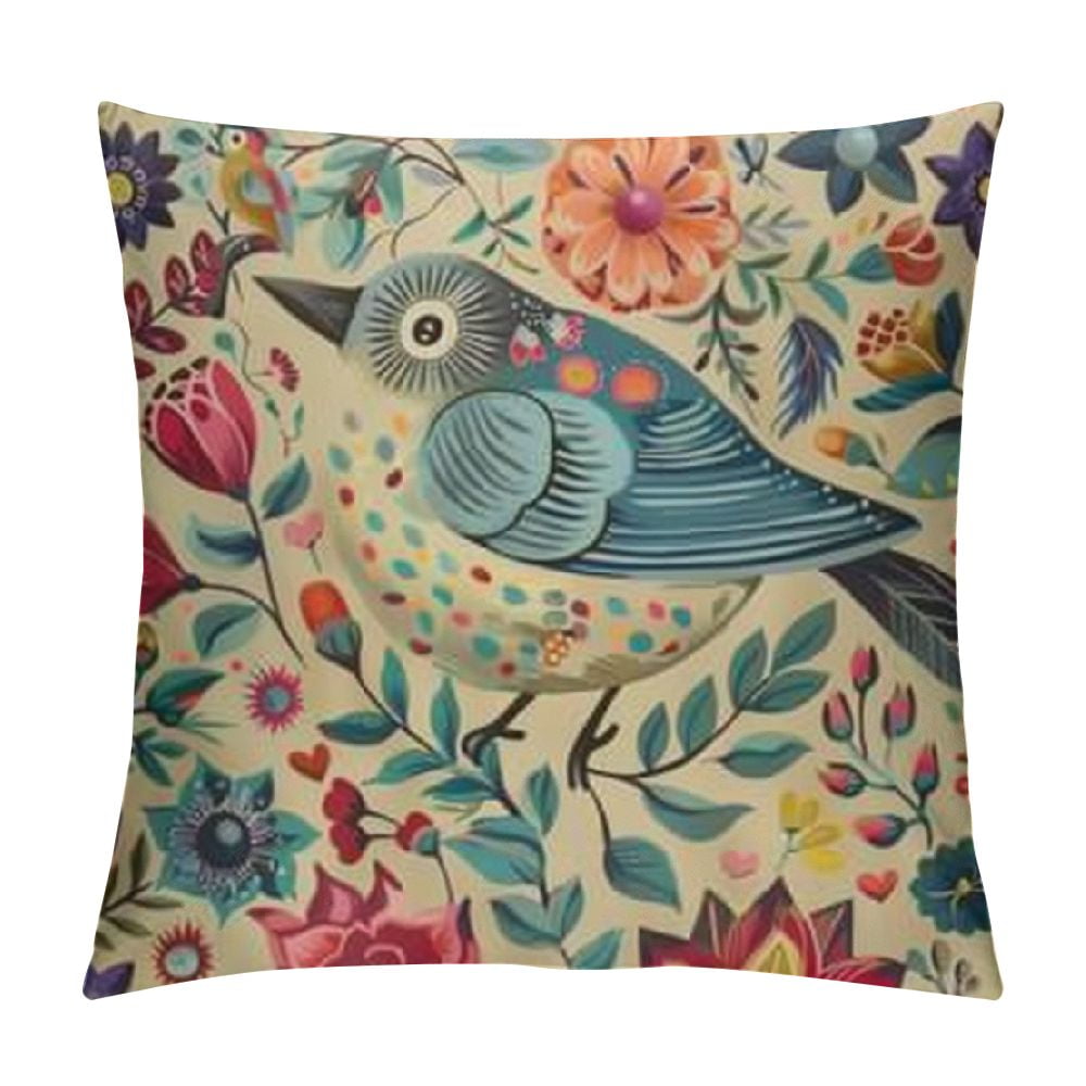 Catoon Bird Short Velvet Throw Pillow Covers Double Sided with Zipper ...