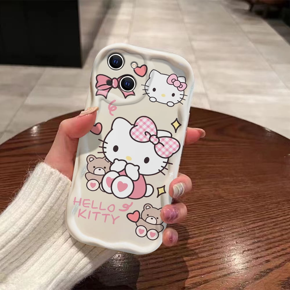 Catoon Hello Kitty Cute 3D Wave Case For iPhone 15 14 13 12 11 Pro Max ...