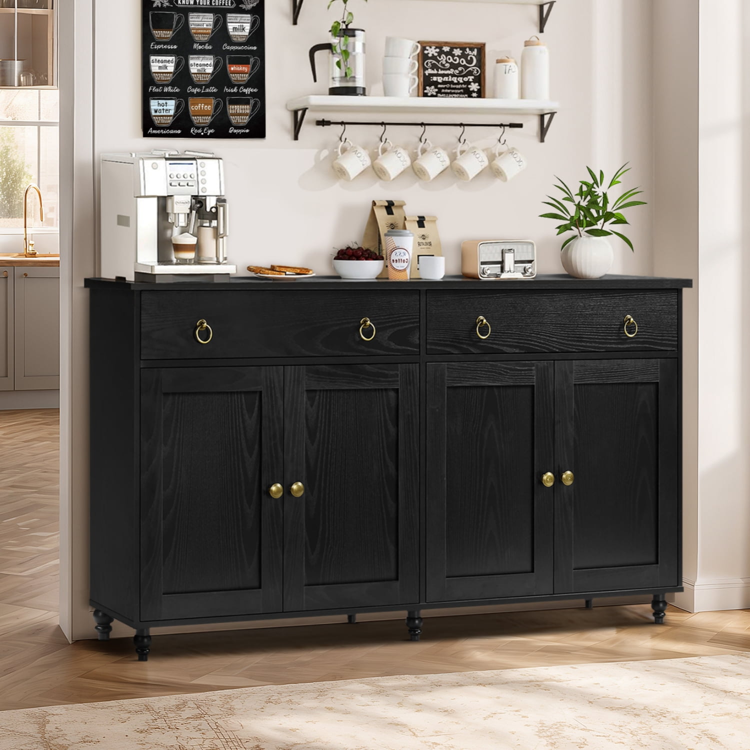 Catrimown 55'' Sideboard Buffet Cabinet, Kitchen Buffet Sideboard with ...