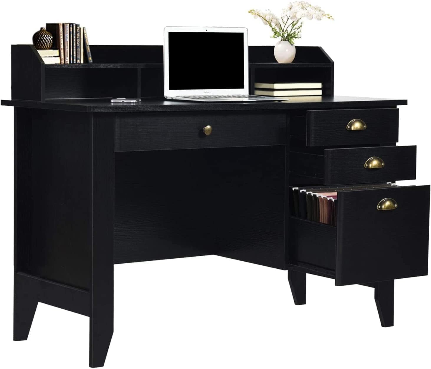 Catrimown Computer Desk, 47.5 in Desk with 4 Drawers, Home Office Desk ...