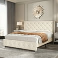 Catrimown Full-Size Upholstered Platform Bed Frame, Wingback Headboard, No Box Spring Needed ...