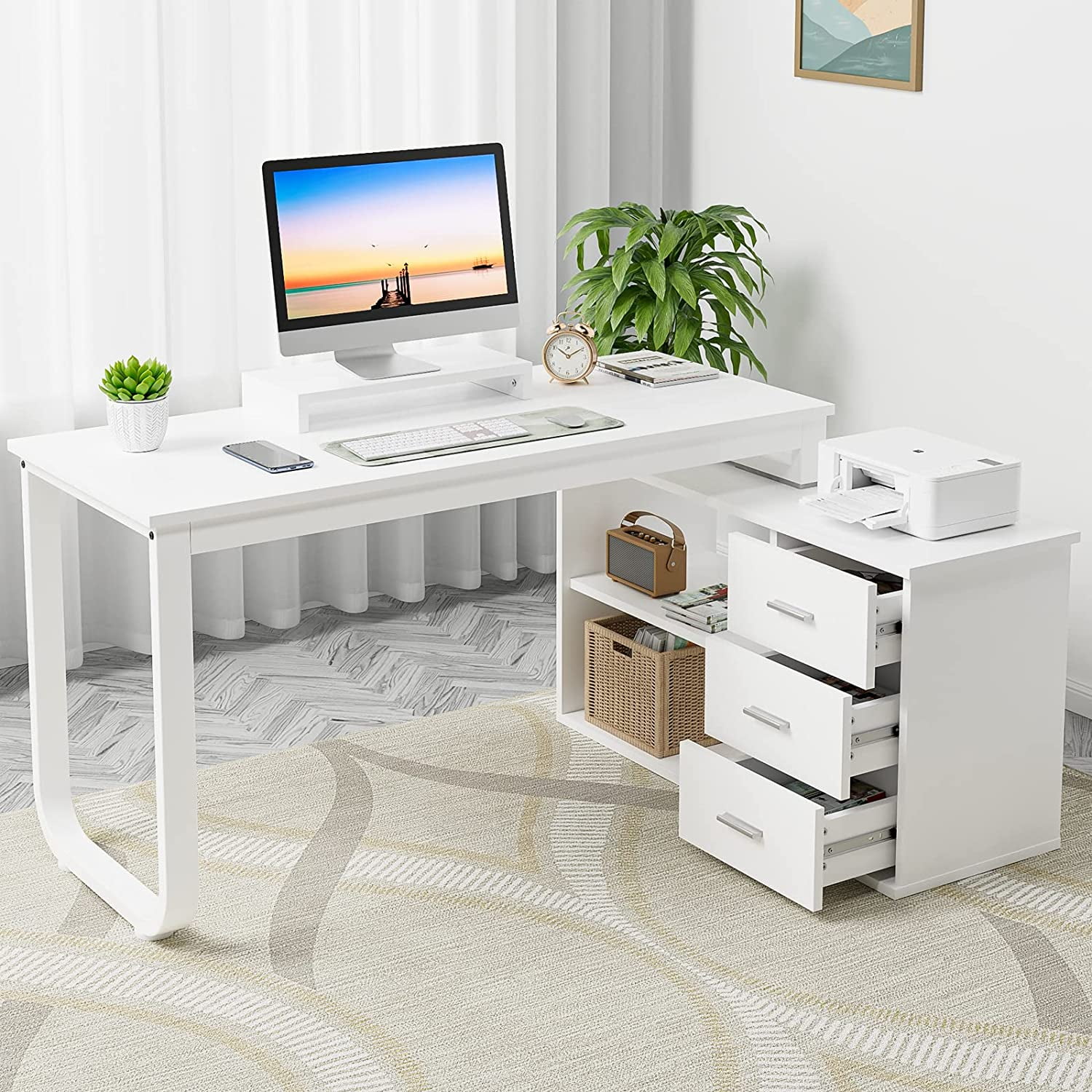 Modern White Office Desk