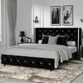 Catrimown Queen Size Bed Frame, Upholstered Platform with Fabric ...