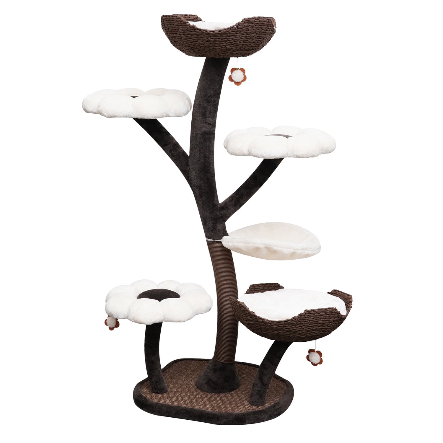 Catry Kitty Play Tower, 6-Level Multi-Activity Cat Tree with Flower ...