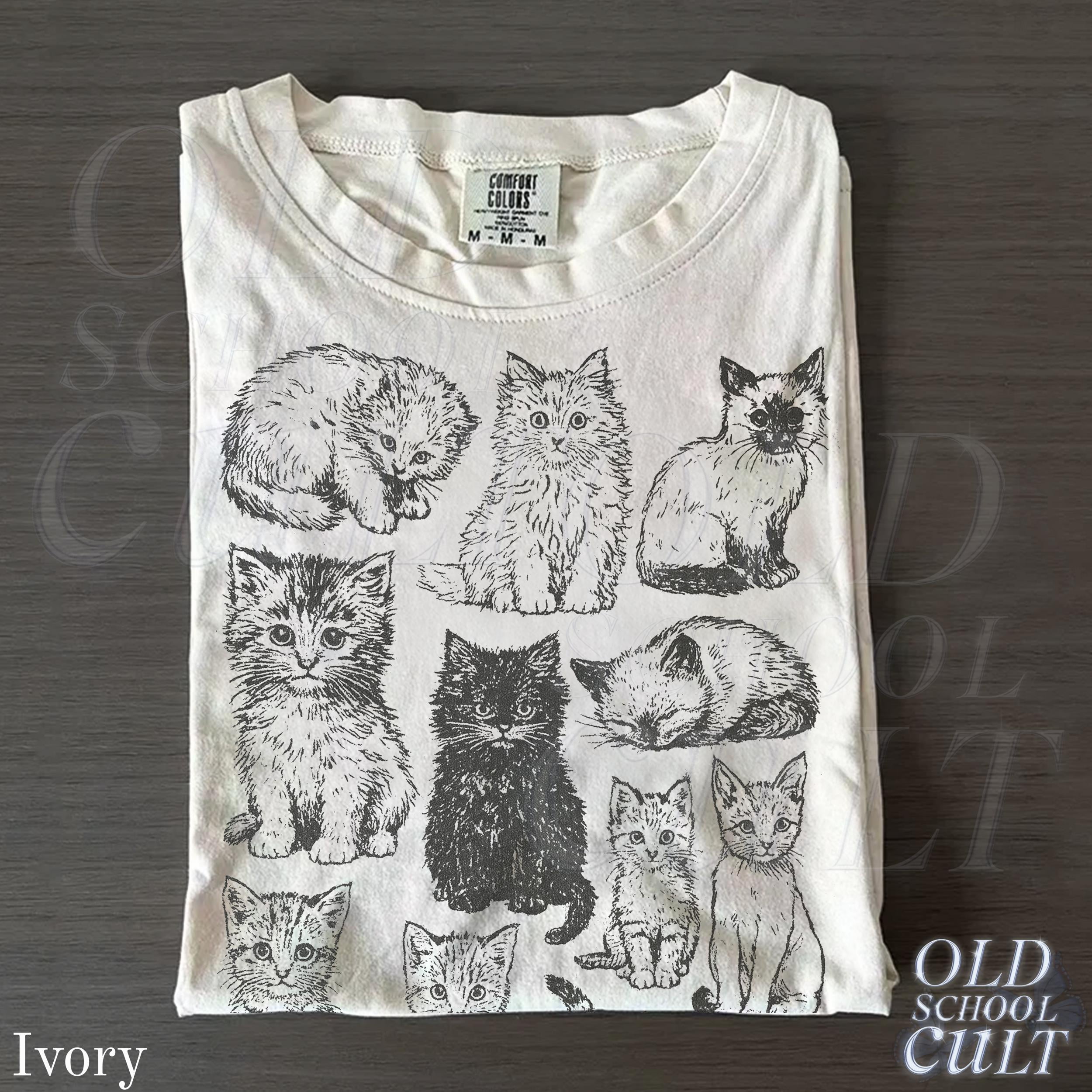 Cats 90s Vintage Tattoo Style Tshirt, Retro Comfort Colors® Y2k Kitten ...
