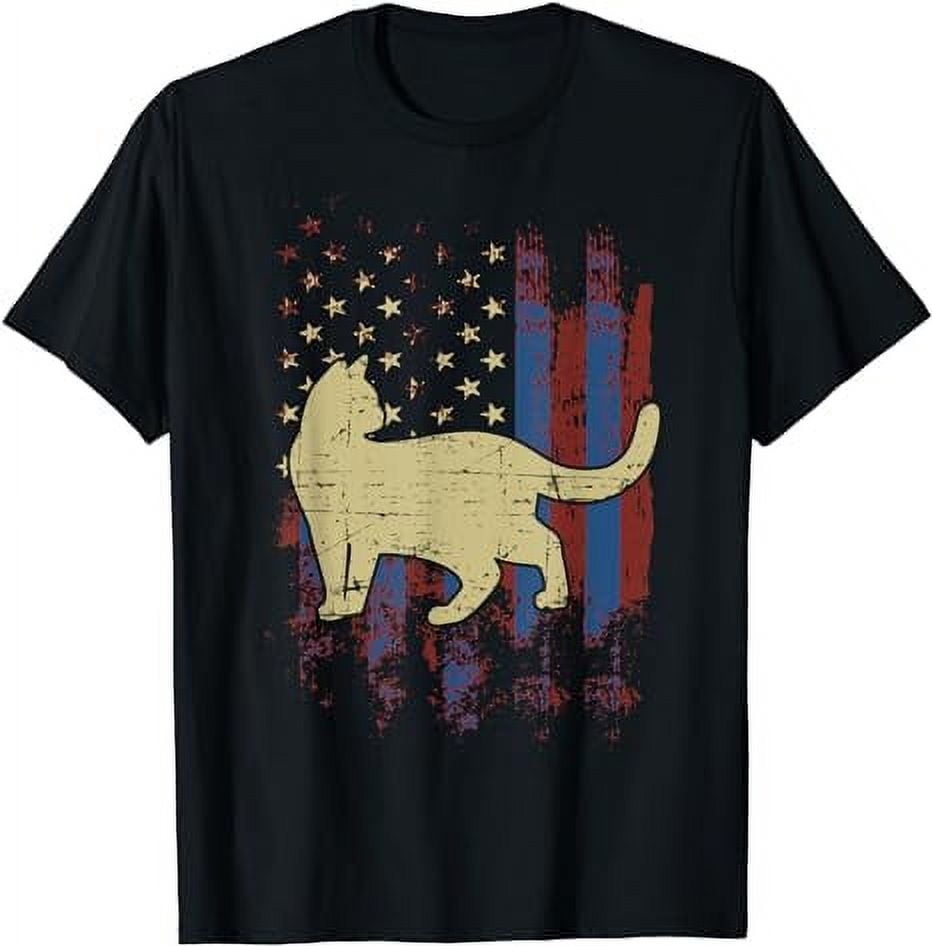 Cats America Flag Blue Red Line - Cool Cat T Shirt - Walmart.com