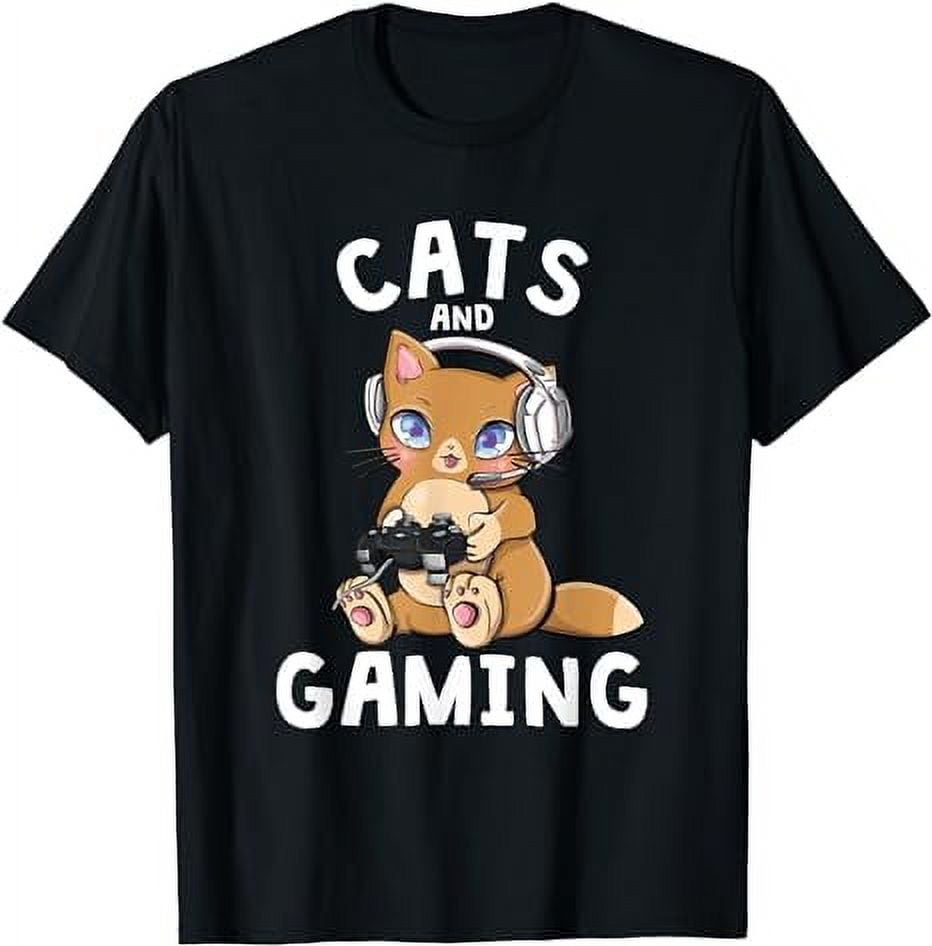 Cats And Gaming Lover Funny Cat Gamer T-Shirt - Walmart.com