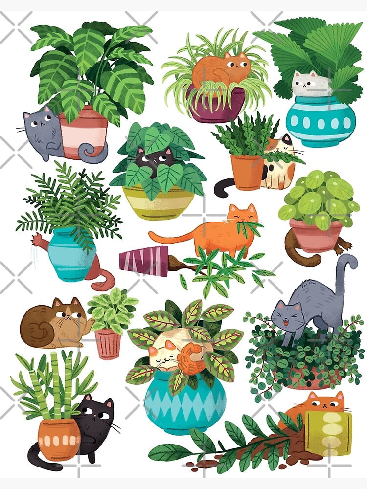Cats And Plants Canvas Poster Decor Landscape Office Room Decor Gift ...