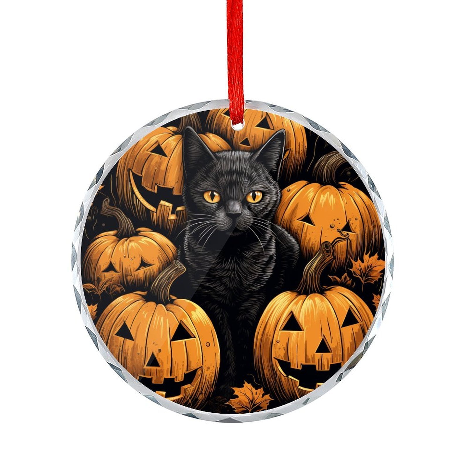 Cats And Pumpkins Glass Ornament Appreciation Gifts Ornaments for Xmas ...
