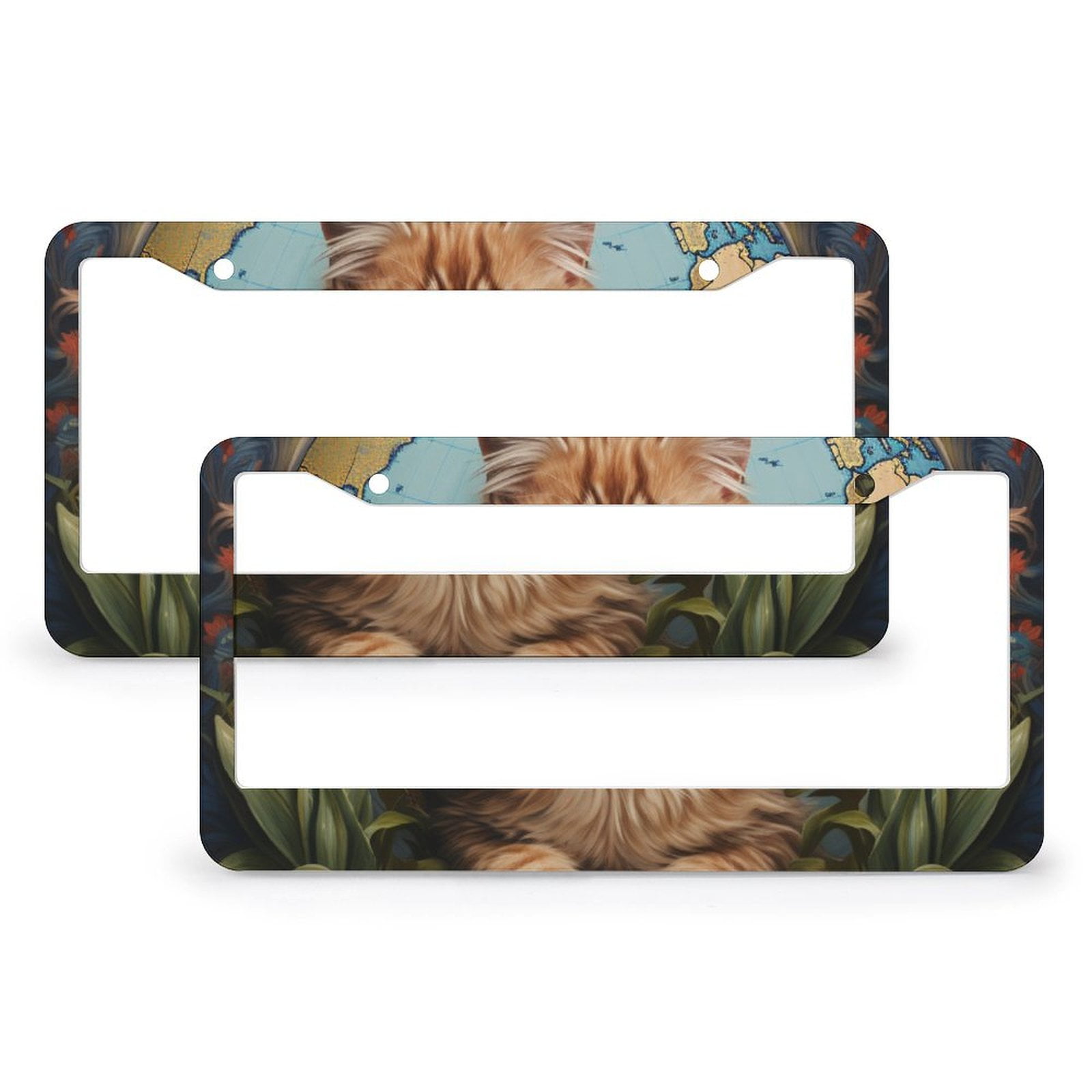 Cats Around The World License Plate Cover 2 Pcs Set Cat Lover Gifts Car ...