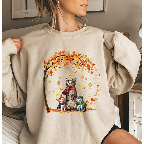 Cats Autumn Fall Shirt, Funny Thanksgiving Cat Lovers T-Shirt, Cat Fall ...