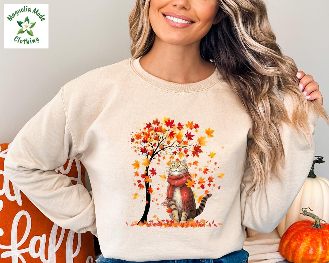 Cats Autumn Fall Sweatshirt, Thanksgiving Sweatshirt, Cat Lovers Hoodie ...