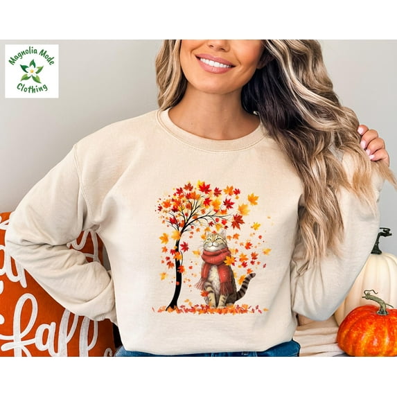 Cats Autumn Fall Sweatshirt, Thanksgiving Sweatshirt, Cat Lovers Hoodie ...