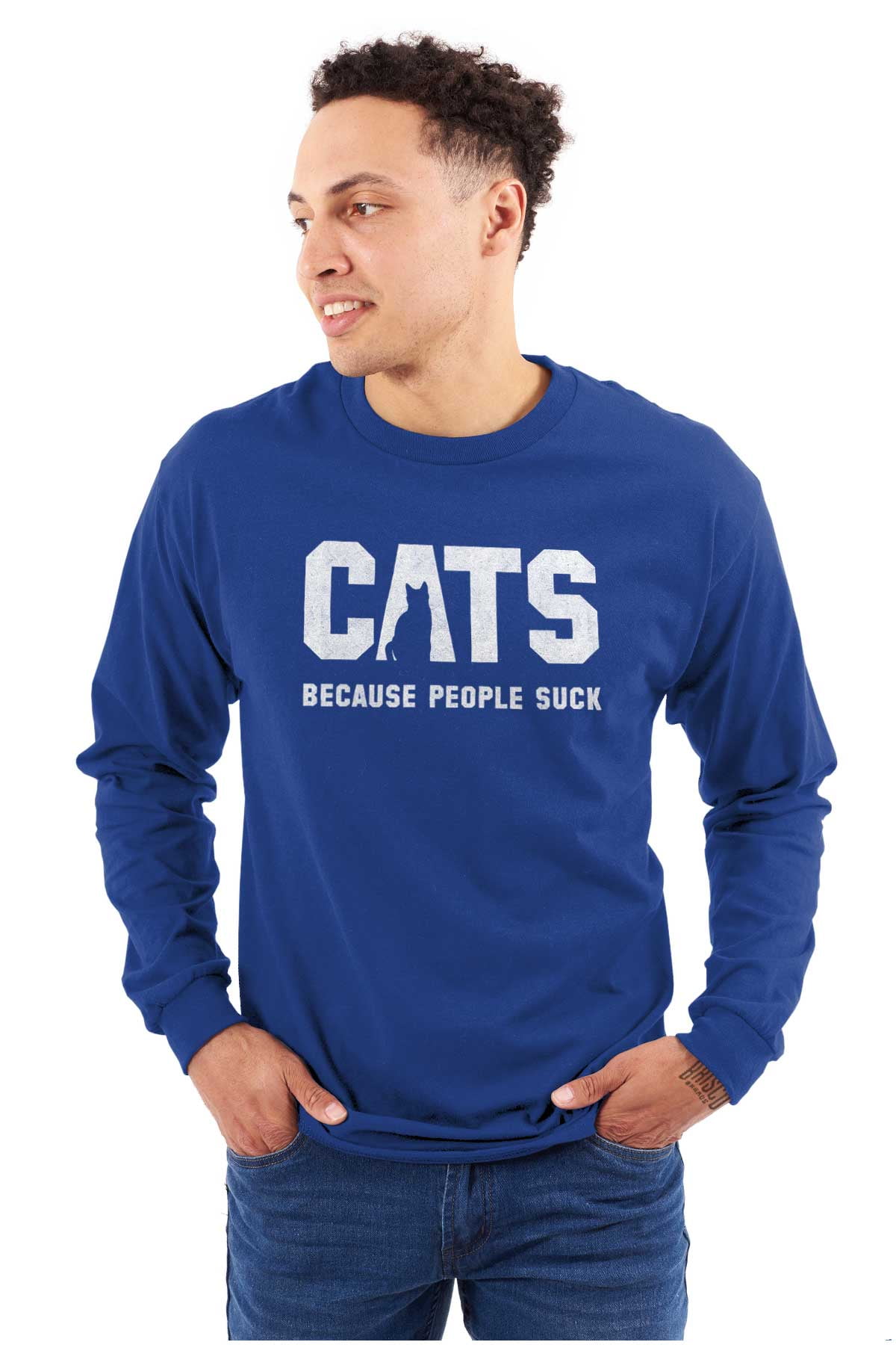 Cats Because People Suck Funny Cool Unisex Plus Size Long Sleeve Shirt Brisco Brands 3X ...