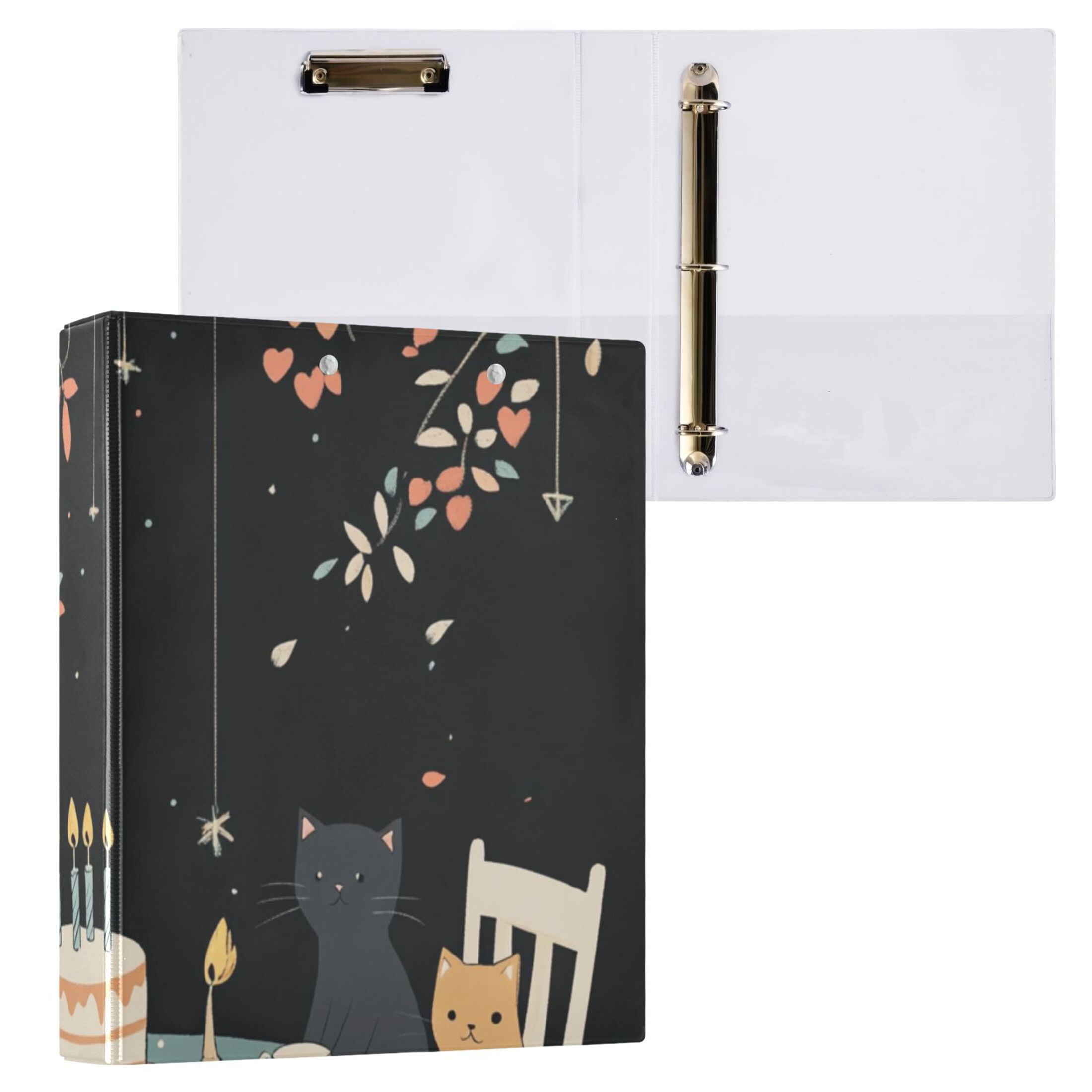 Cats Birthday Cake 3 Ring Binders 1.5 inch Hardcover File Folders with ...