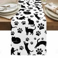 Cats Black Claws Cotton Linen Table Runner White Background Abstract ...
