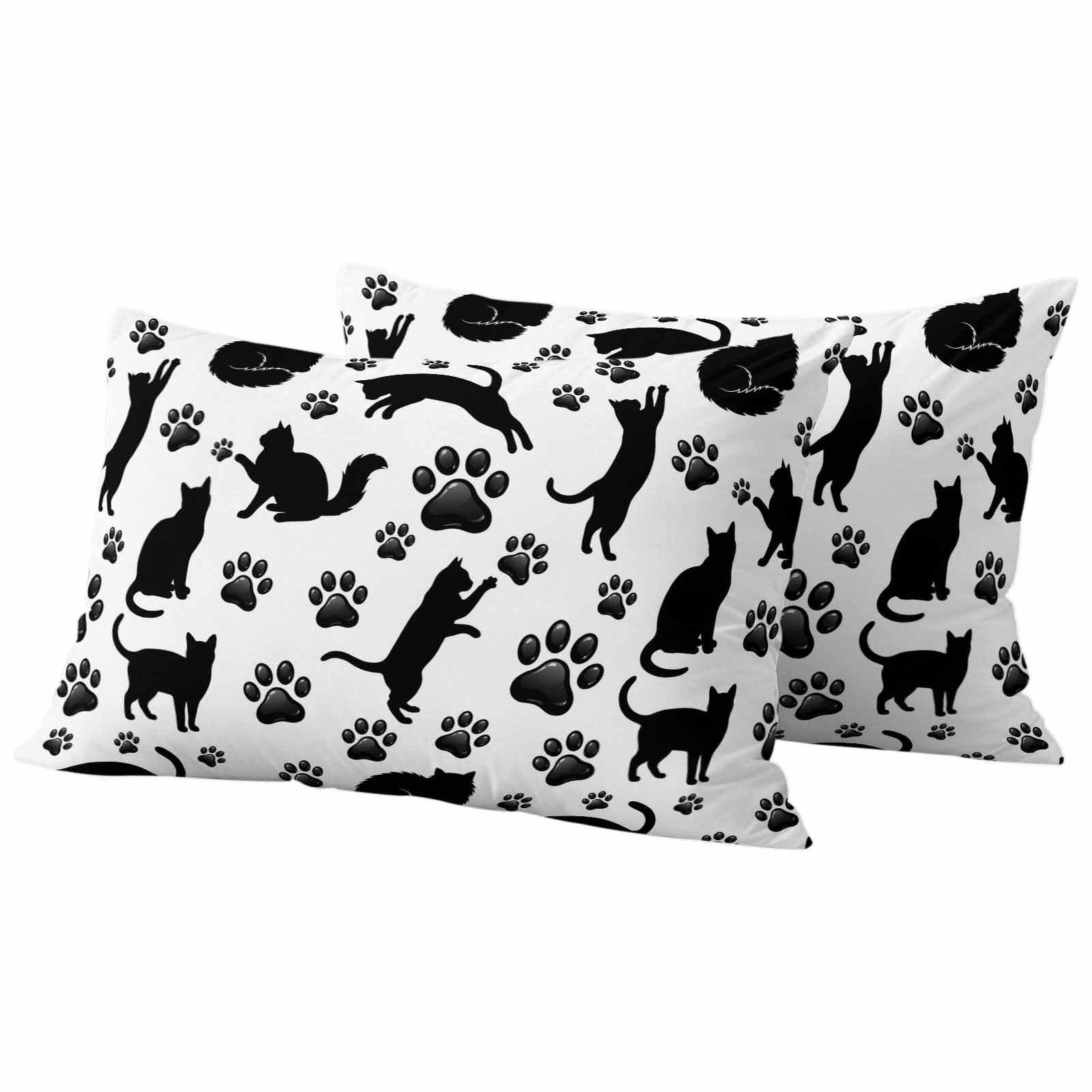 Cats Black Claws Outdoor Pillow Covers Set of 2 White Background ...