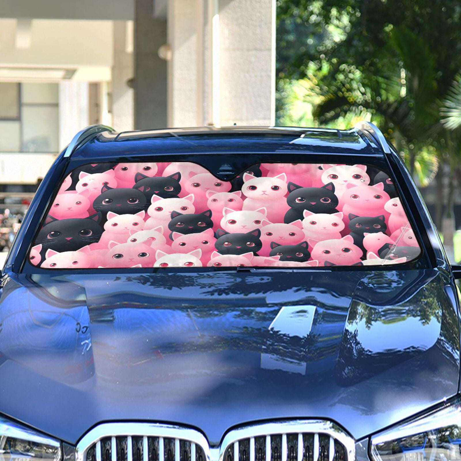 Cats Black Pink Cartoon Automotive Front Car Windshield Sun Shade ...