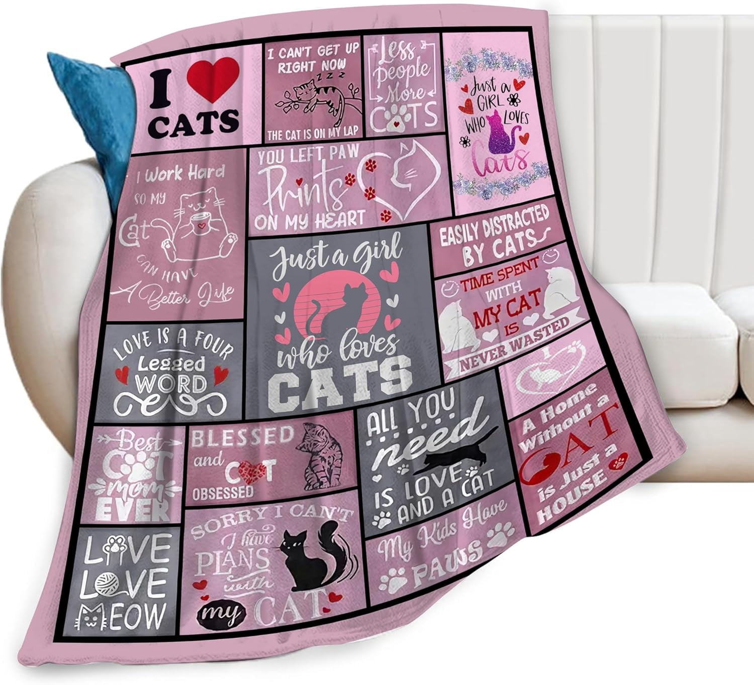 Cats Blanket for Girls Woman Just A Girl Who Loves Cats Throw Blanket ...