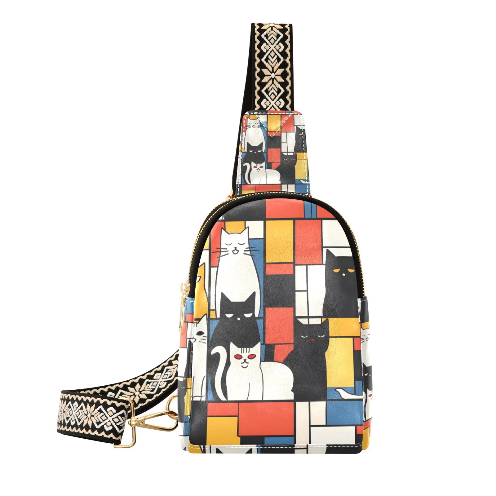 Cats Blocks Crossbody Bags Backpack Chest Bag Shoulder Bag Waist Bag ...
