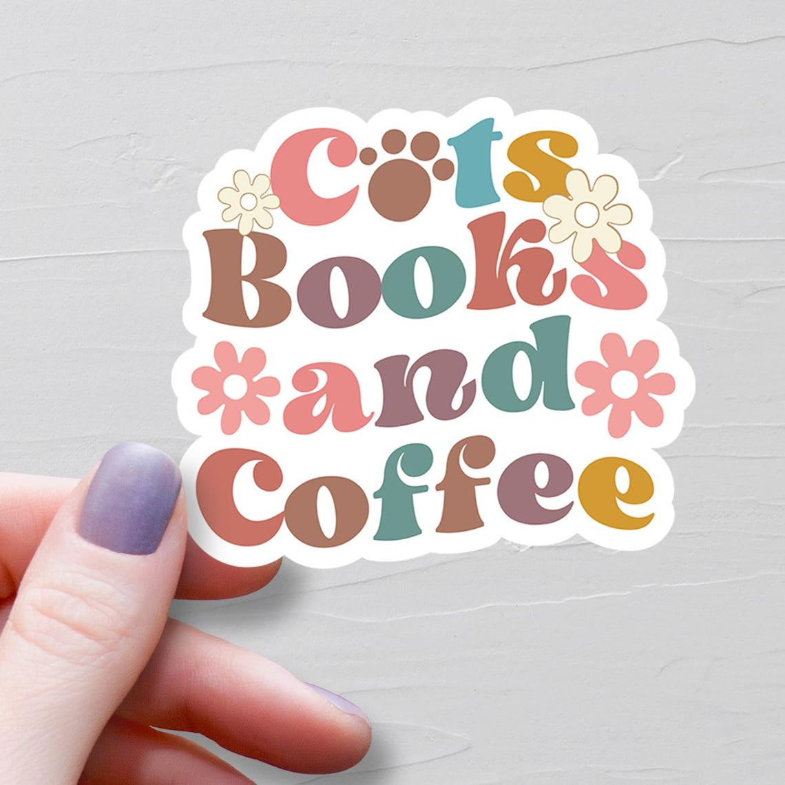 Cats Books Coffee Cat Lover Book Lover S523 Sticker - Walmart.com