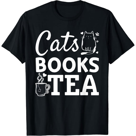 Cats Books Tea I Book Reading Cat Lover Book Lover T-Shirt - Walmart.com