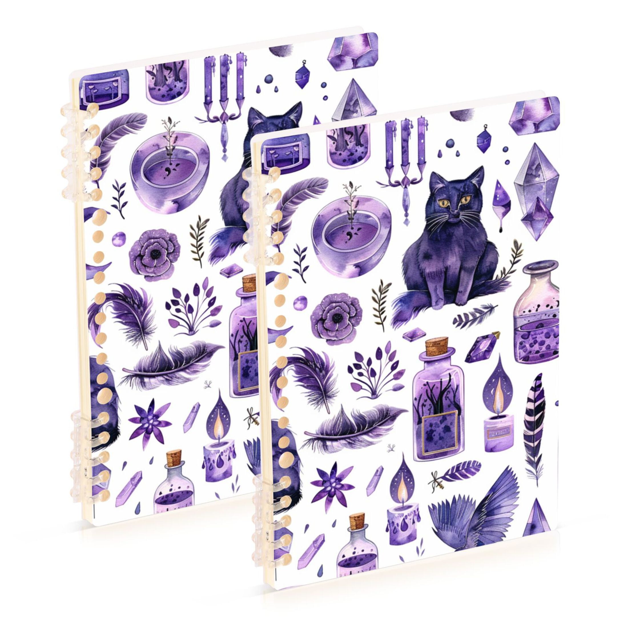 Cats Bottles Leaves Ring Binder Notebook Journey Note Diary College ...