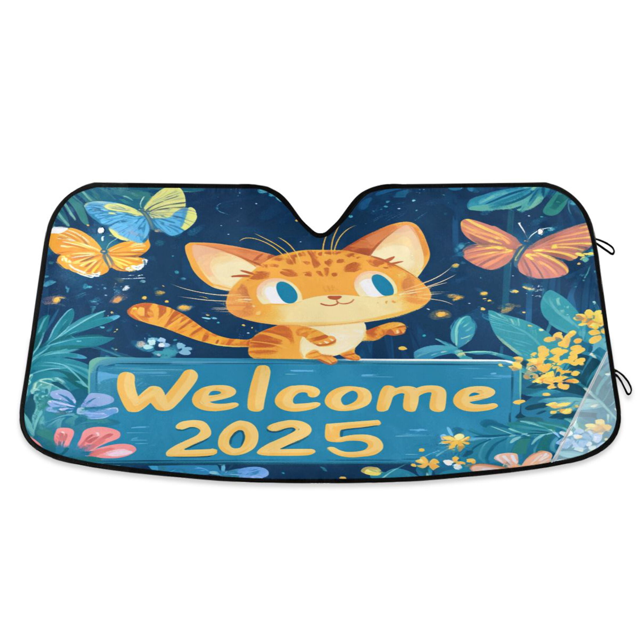 Cats Butterflies Leaves Flowers Welcome 2025 Windshield Sun Shade ...