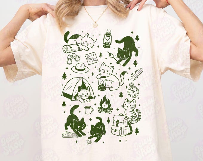 Cats Camping Shirt, Camp Shirt, Cat Camper Lover Shirt, Adventure Hiker ...